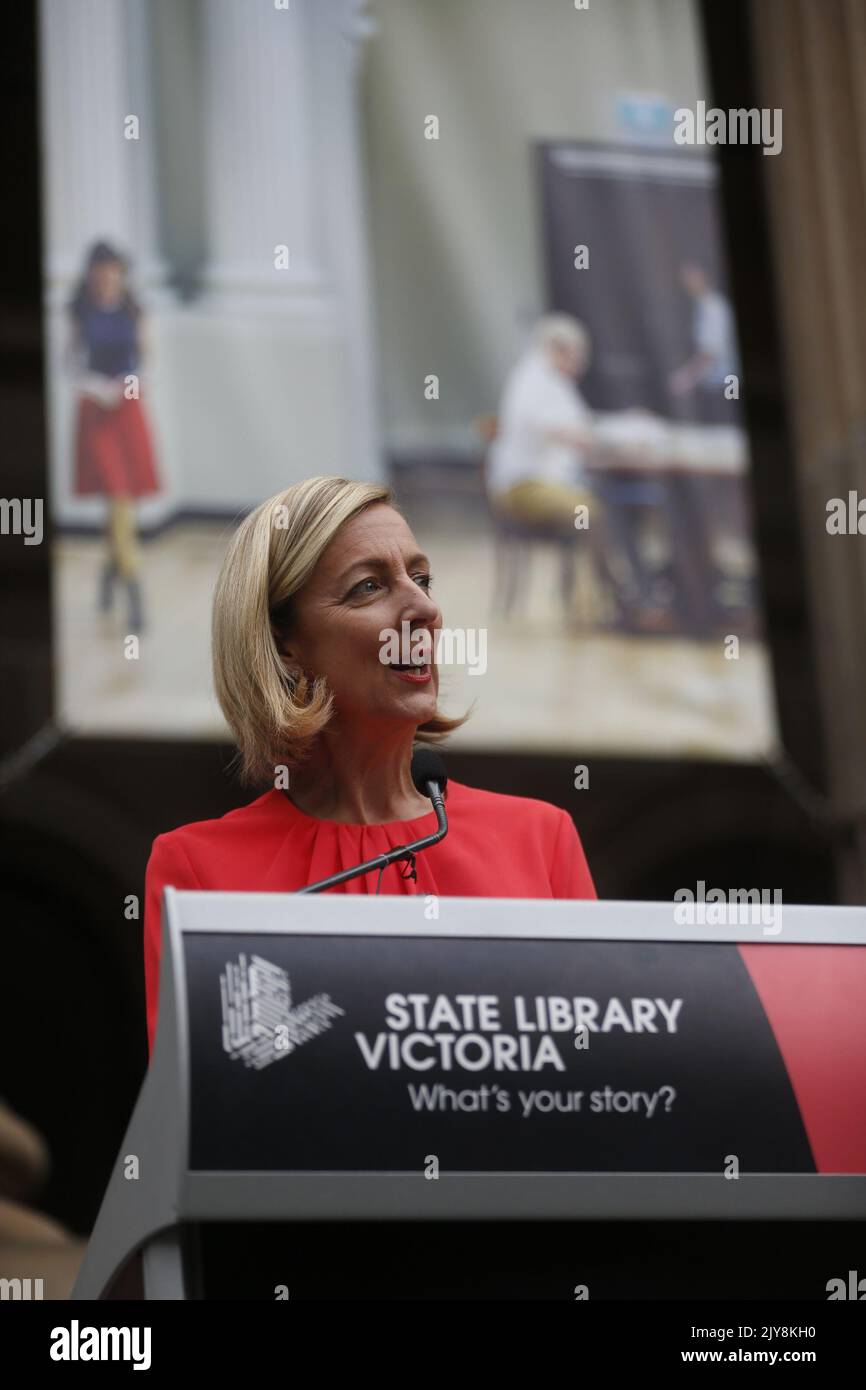 CEO of the Victorian State Library Kate Torney speaks during the ...