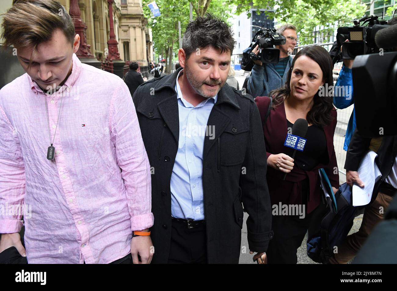 Karen Ristevski's brother Stephen Williams (centre) leaves the Supreme ...