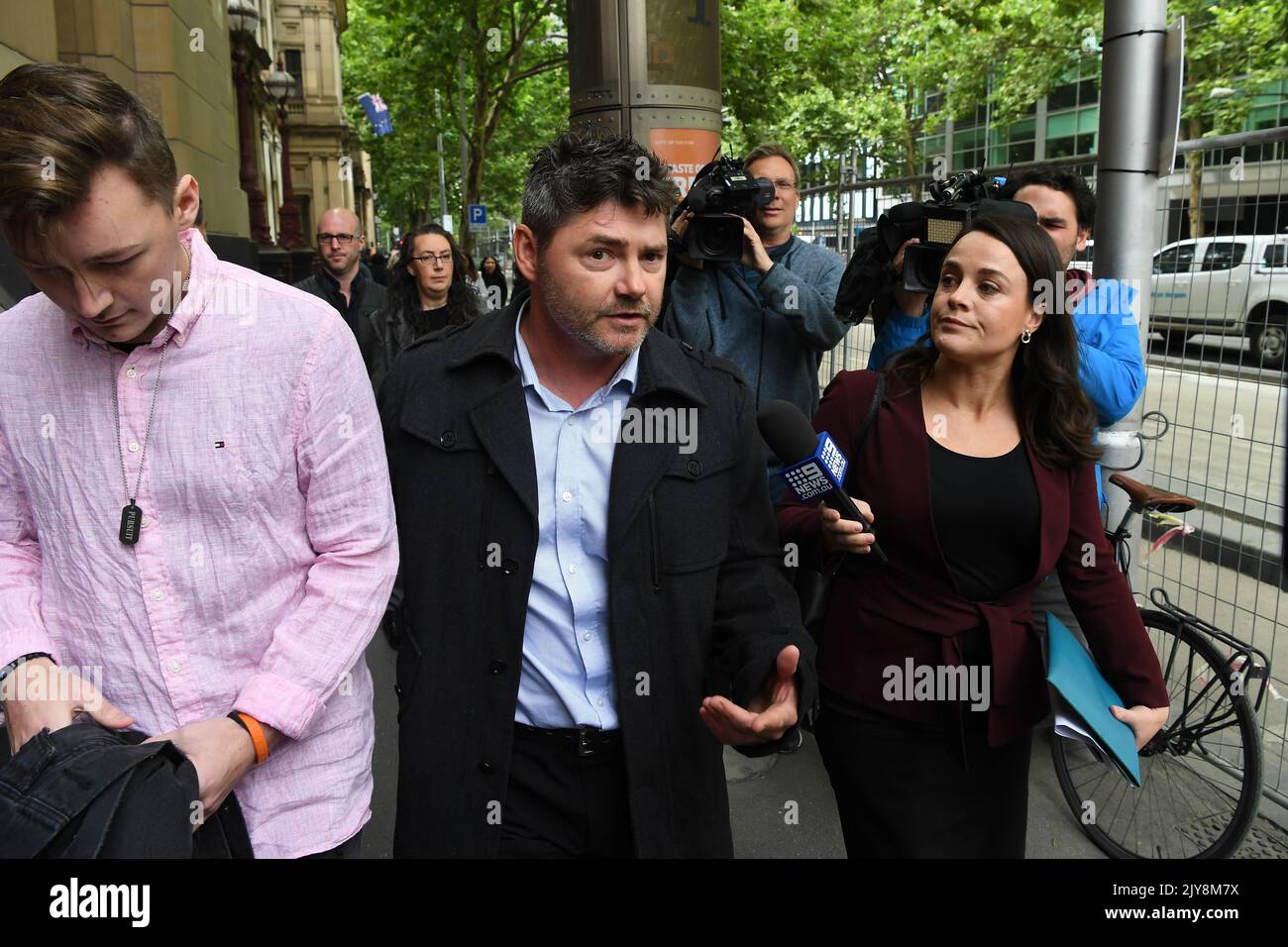 Karen Ristevski's brother Stephen Williams (centre) leaves the Supreme ...