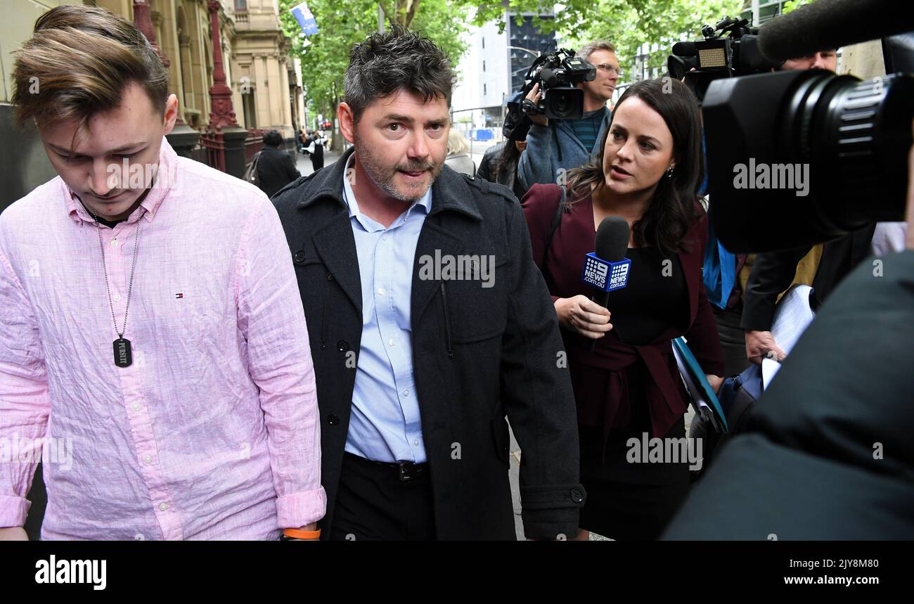 Karen Ristevski's brother Stephen Williams (centre) leaves the Supreme ...