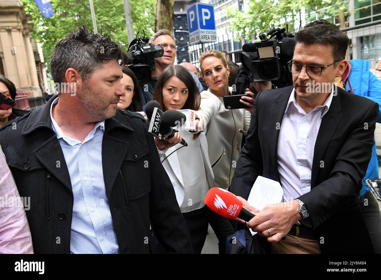 Karen Ristevski's brother Stephen Williams (left) leaves the Supreme ...