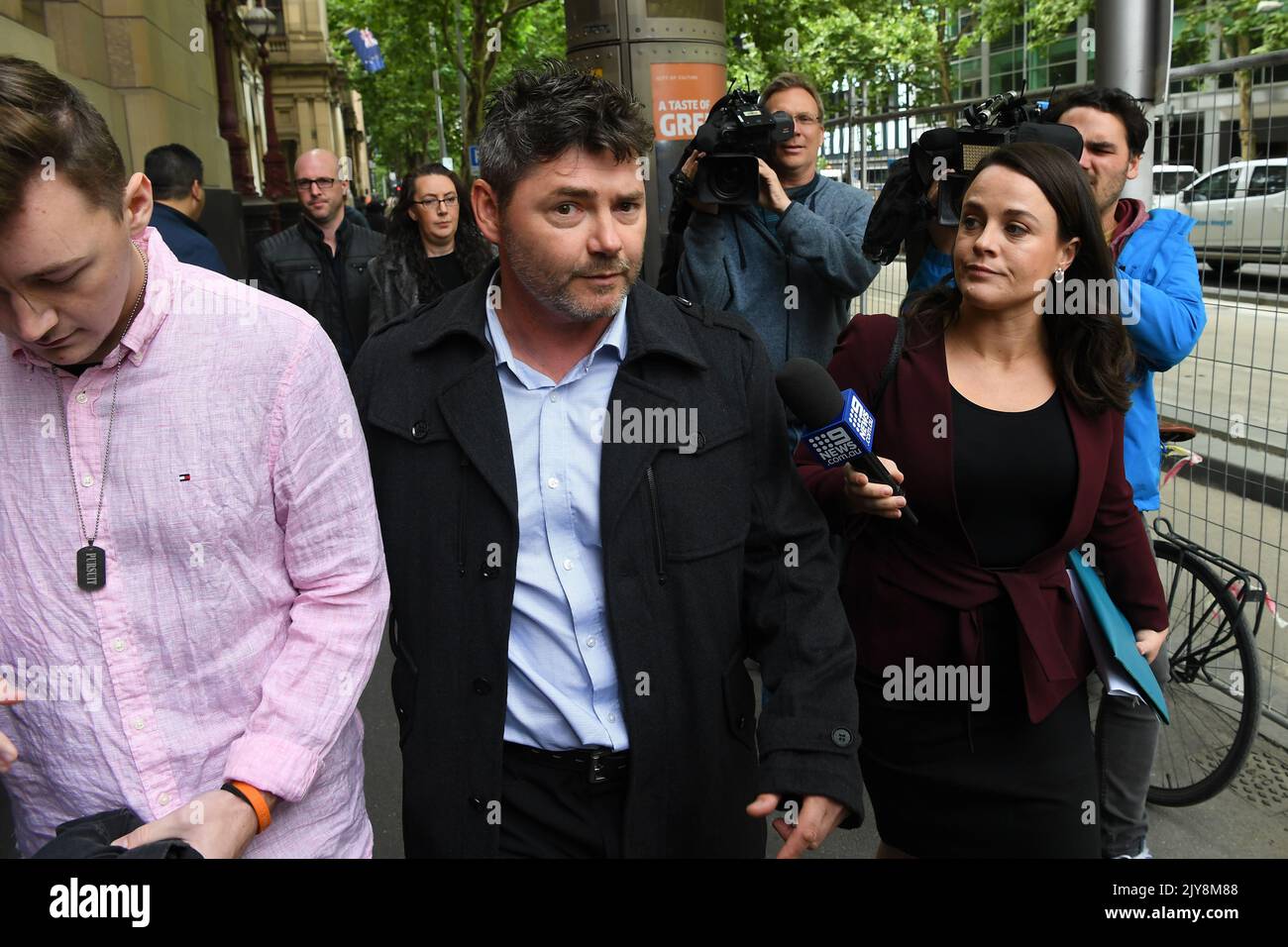 Karen Ristevski's brother Stephen Williams (centre) leaves the Supreme ...