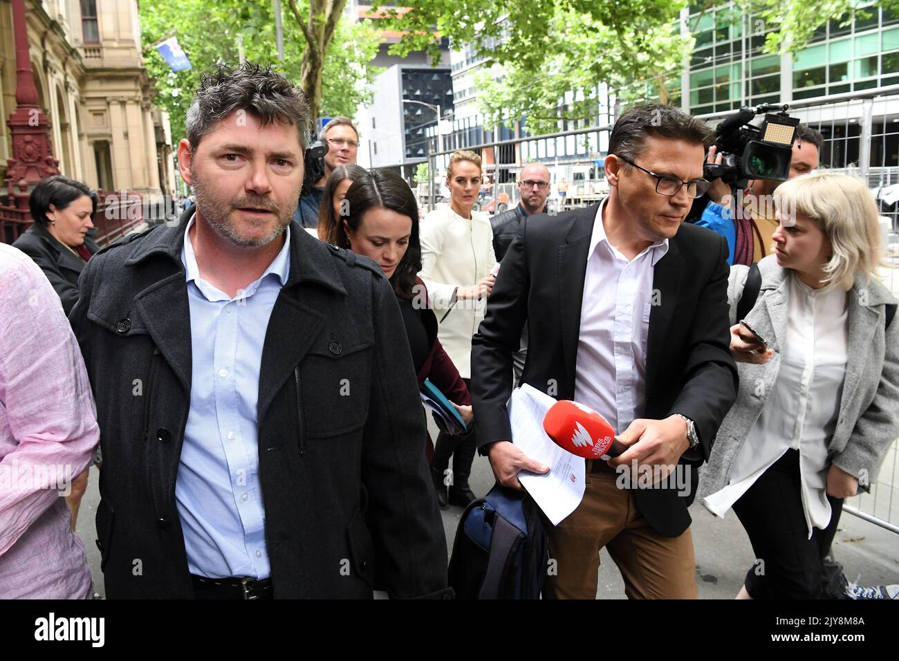 Karen Ristevski's brother Stephen Williams (left) leaves the Supreme ...