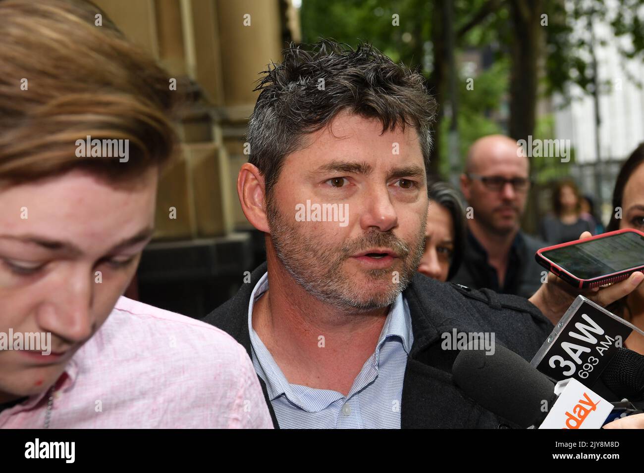 Karen Ristevski's brother Stephen Williams (centre) leaves the Supreme ...