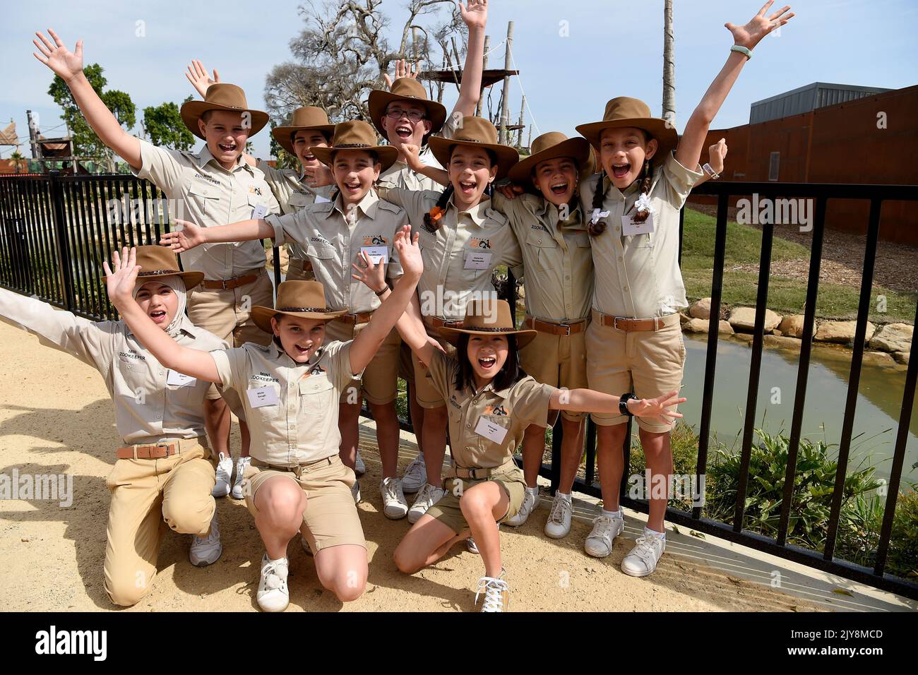Sydney Zoo 'mini zookeepers' pose for a photograph during the offical ...