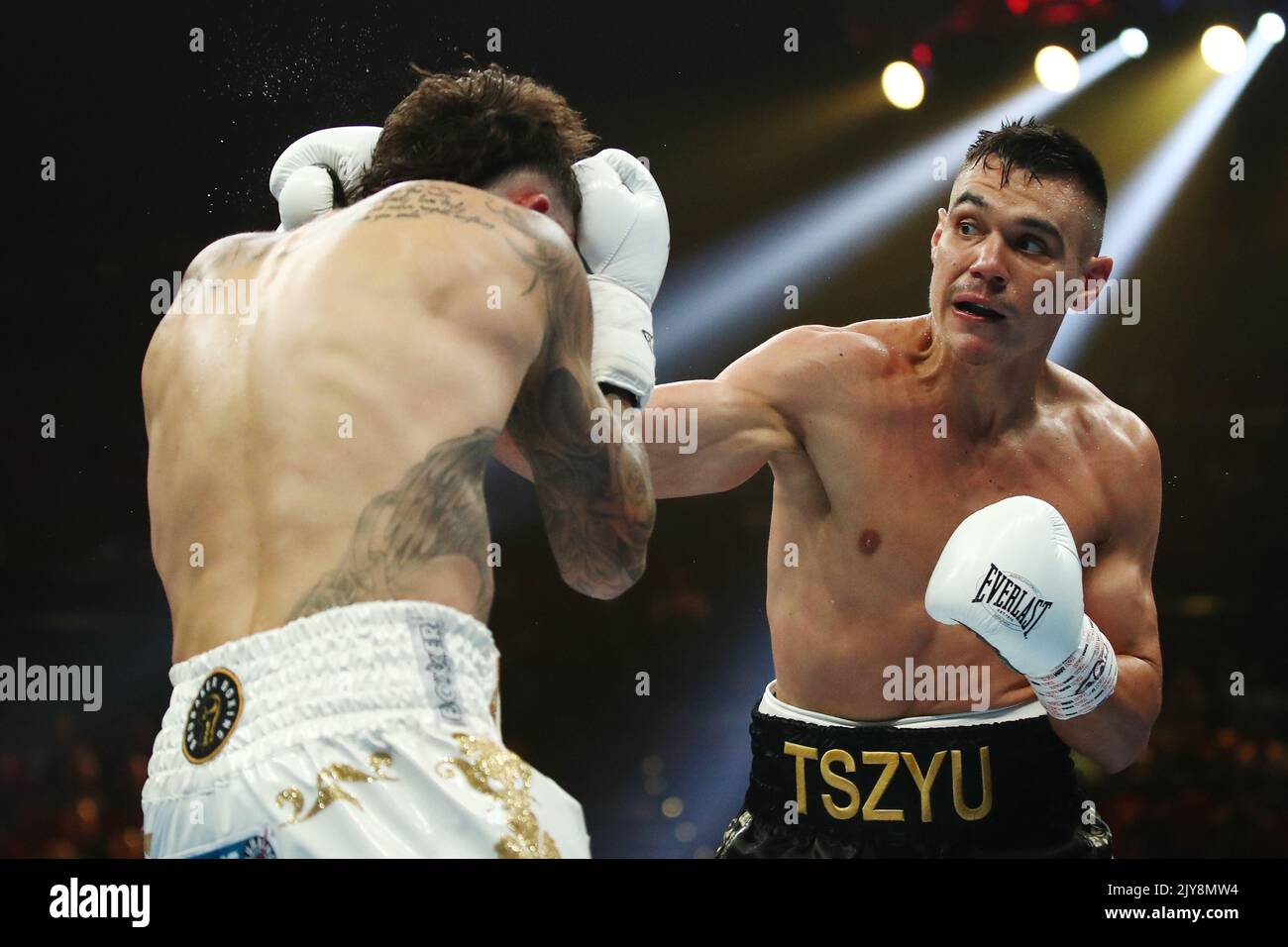 Tim Tszyu and Jack Brubaker compete during their IBF Australasian super ...