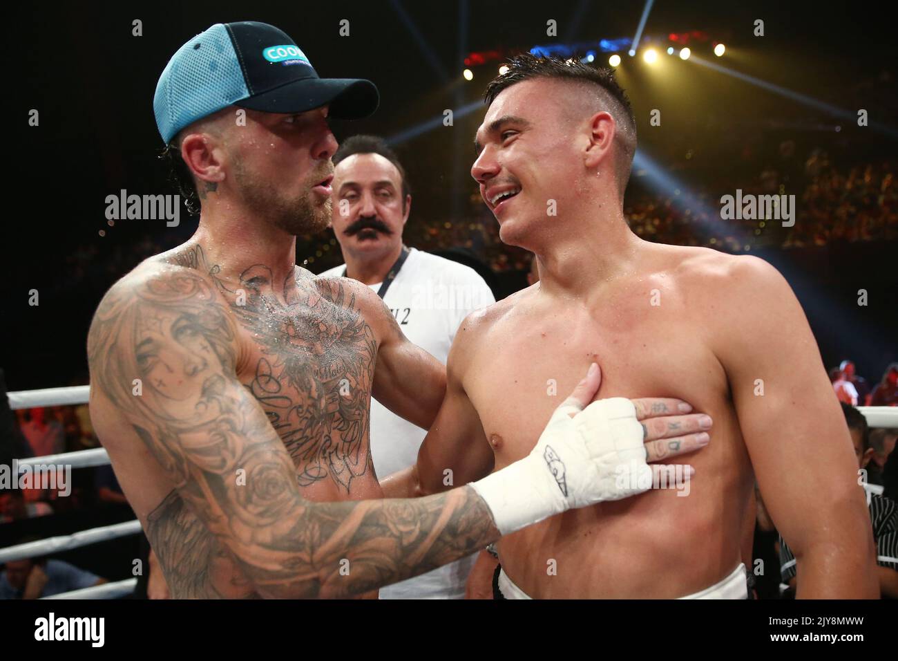 Tim Tszyu celebrates victory over Jack Brubaker during their IBF ...