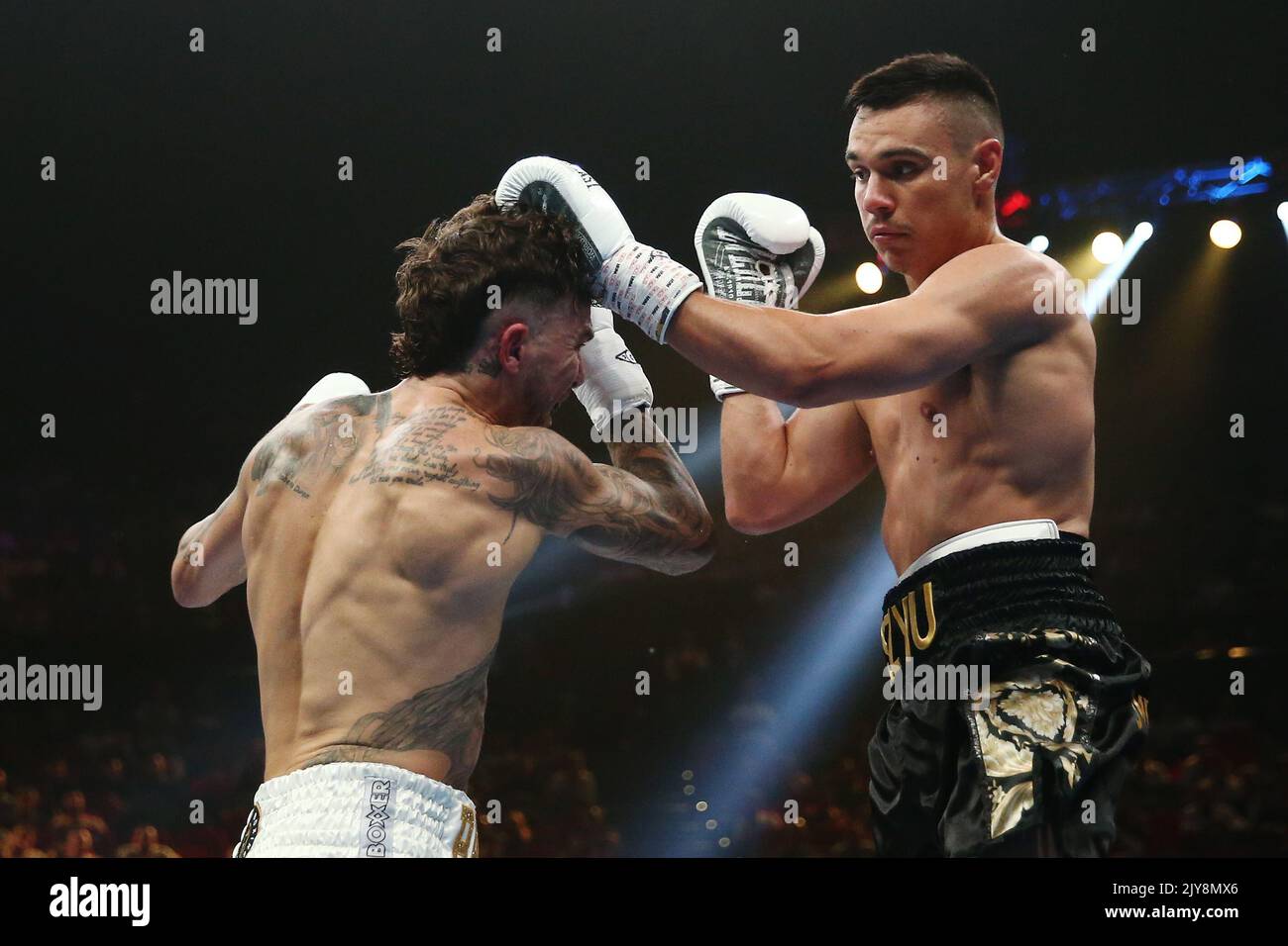 Tim Tszyu and Jack Brubaker compete during their IBF Australasian super ...