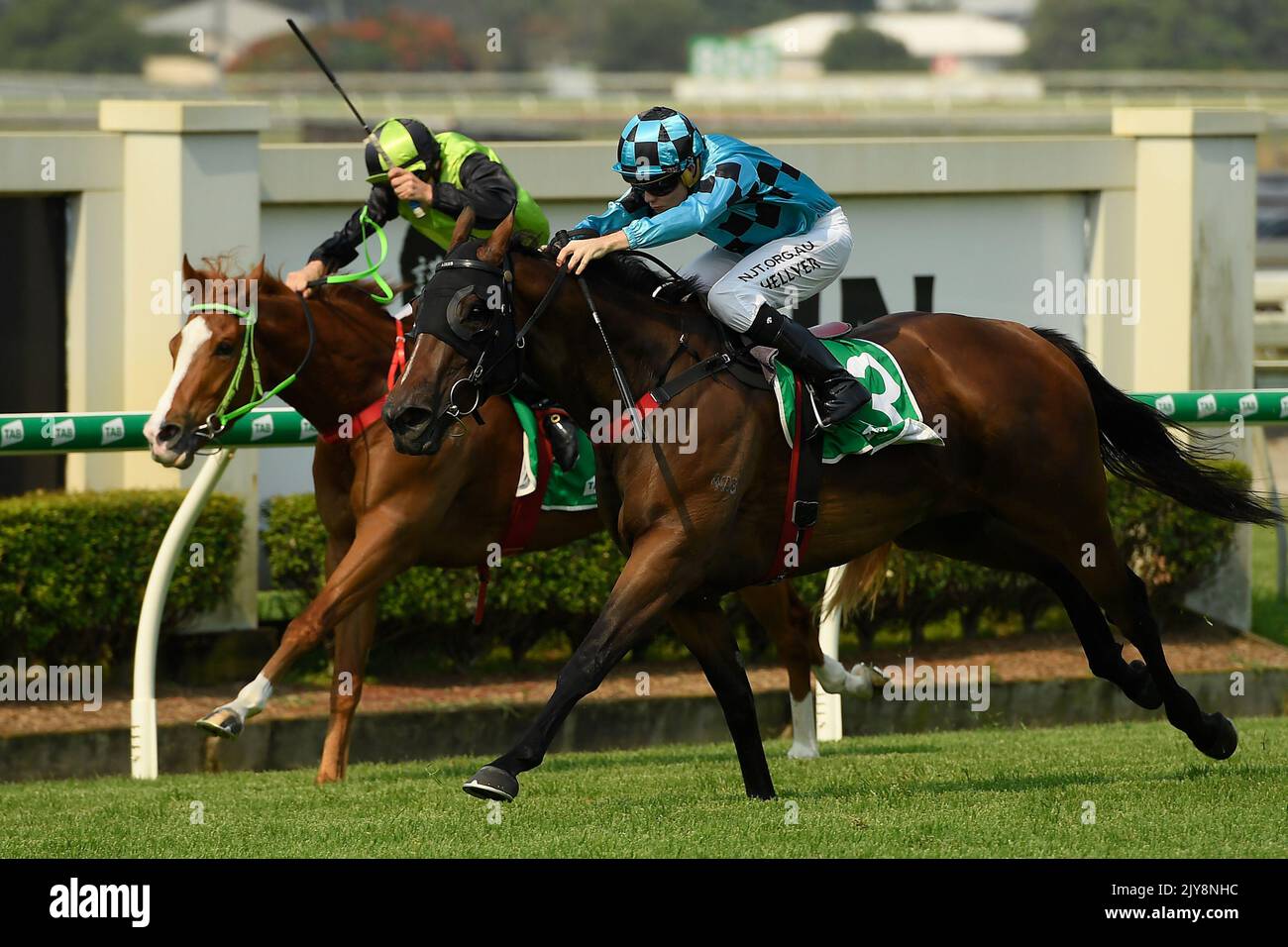 Jockey Michael Hellyer rides Sheâ€™s Furline (right) to victory in race ...