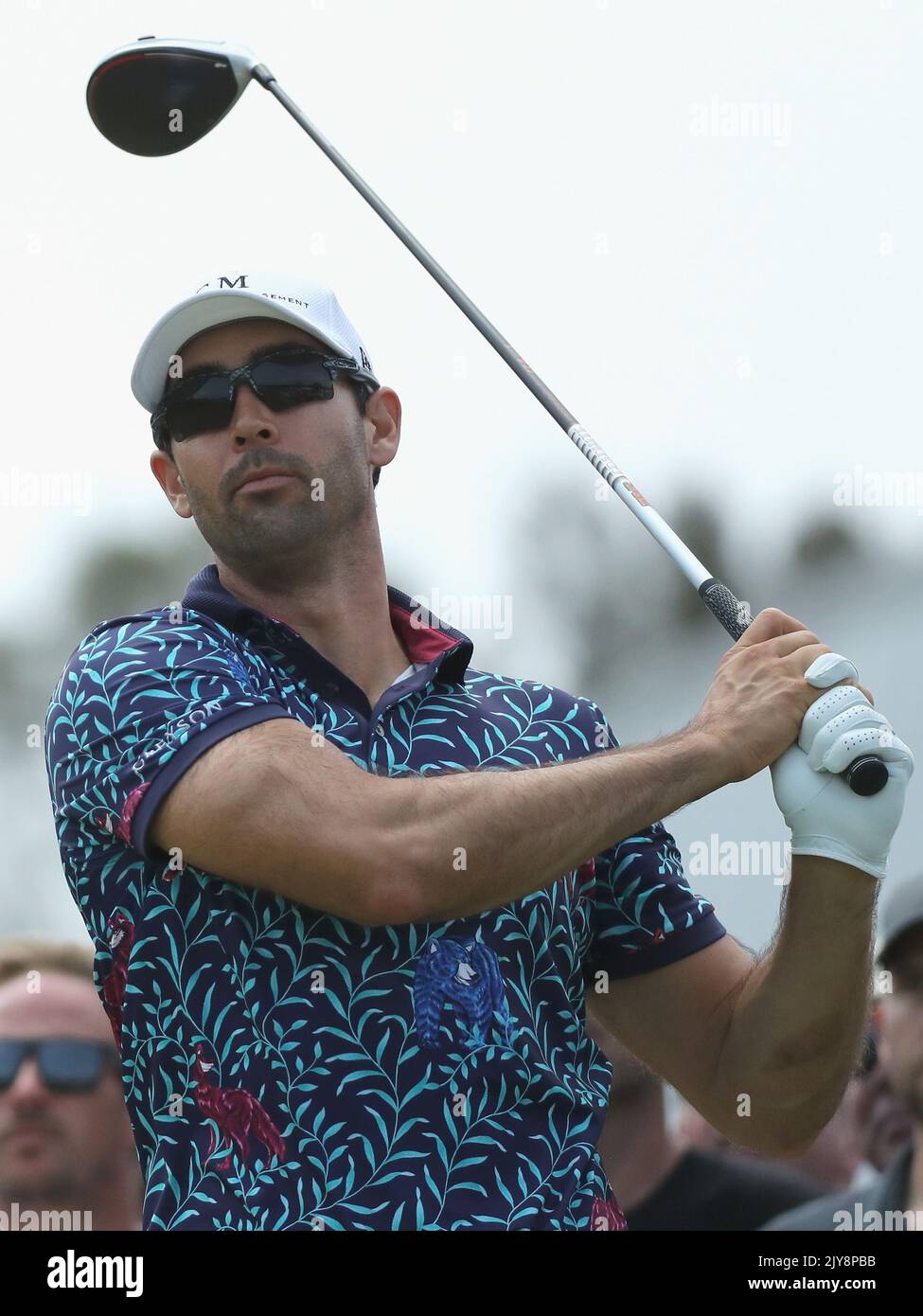 Cameron Tringale of the United States of America tees off on the 9th ...