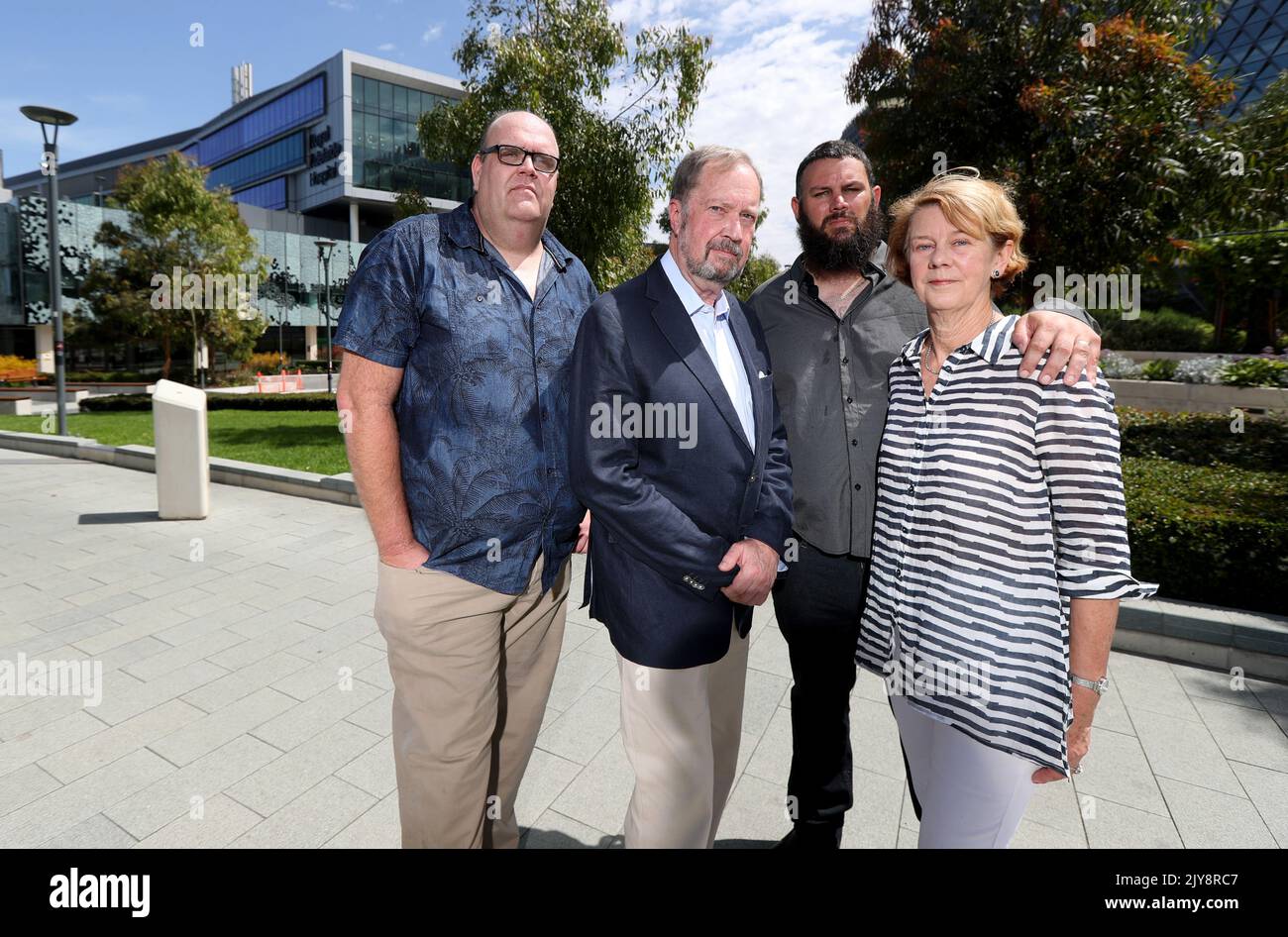 Stewart Johnston, Andrew Knox with Clive and Barb Spriggs pose for a ...