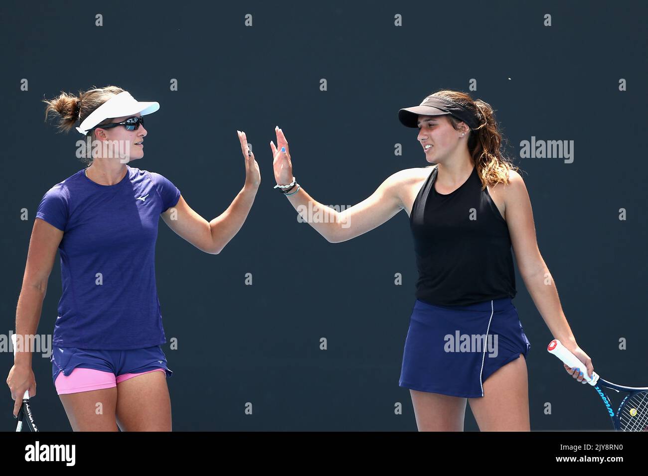 Jaimee Fourlis of Australia and Arina Rodionova of Australia in action ...