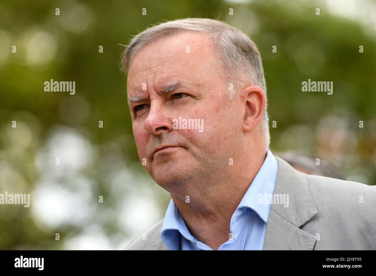 Australian Opposition Leader Anthony Albanese speaks to the media ...