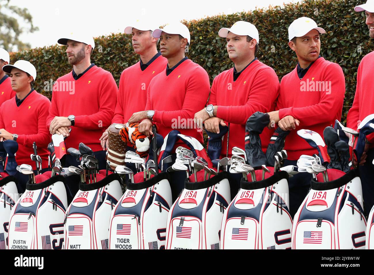Playing Captain Tiger Woods poses for the United States team photo ...