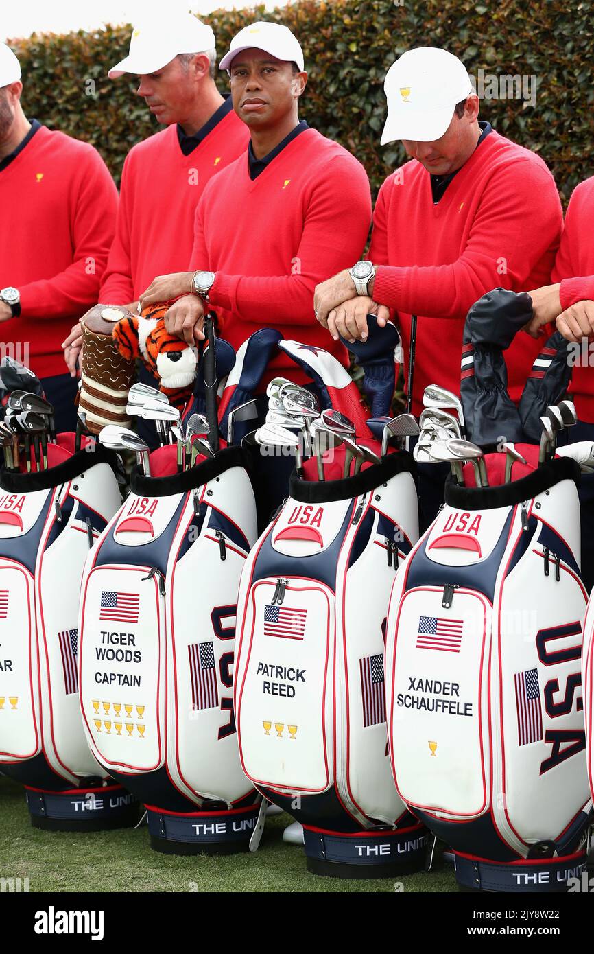 Playing Captain Tiger Woods poses for the United States team photo ...