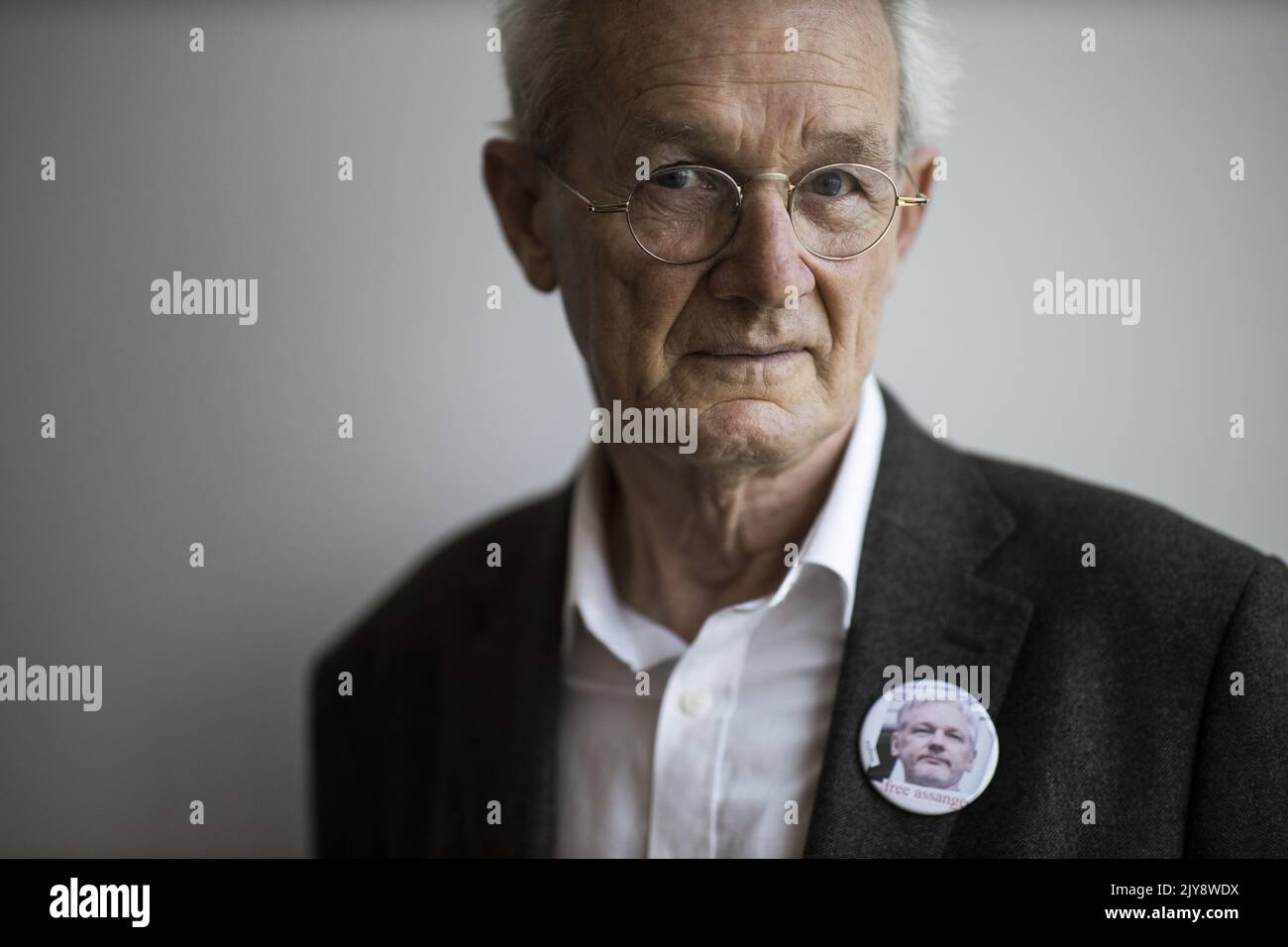 John Shipton, father of WikiLeaks founder Julian Assange, poses for a ...