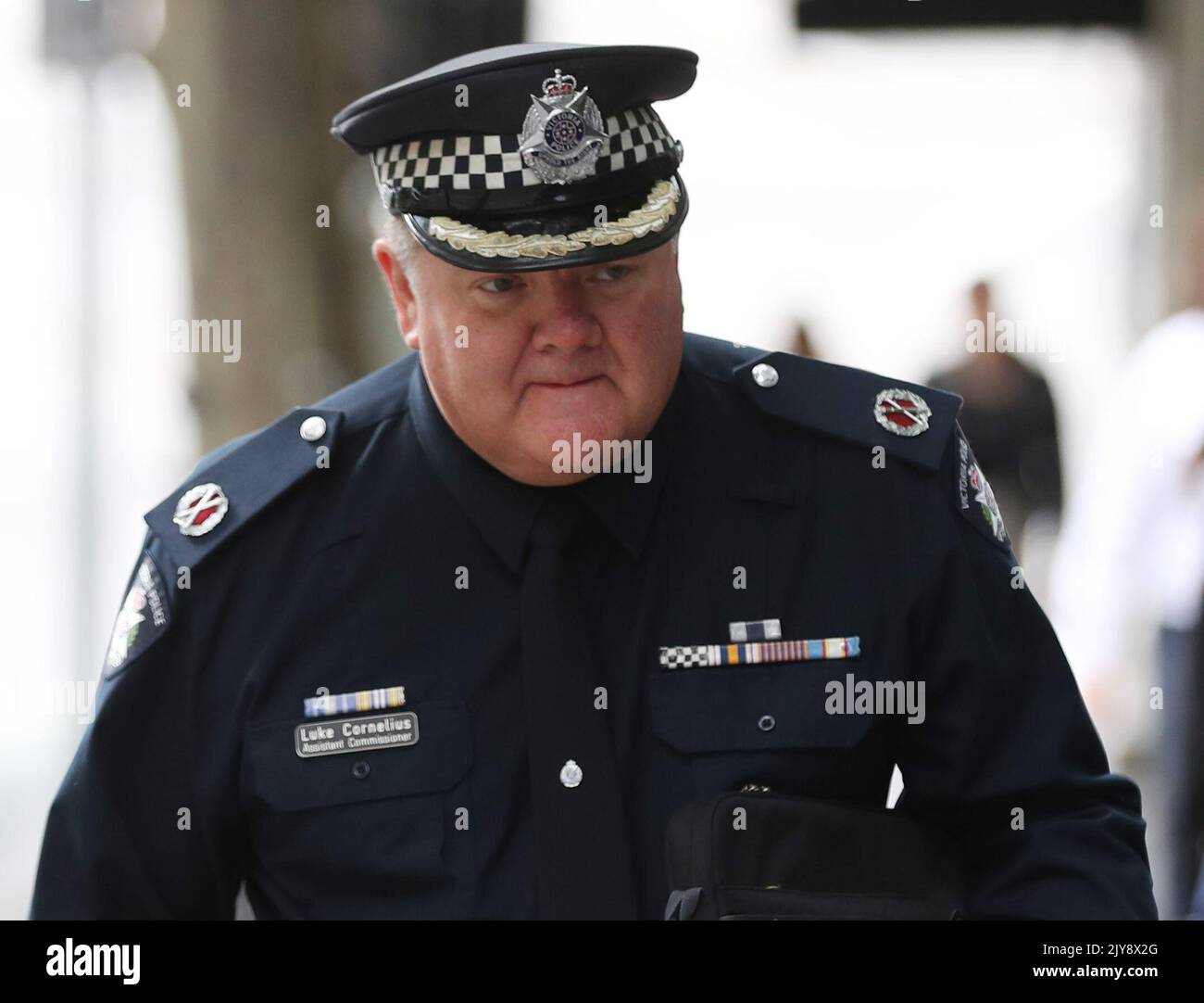 Victoria Police Assistant Commissioner Luke Cornelius arrives to the ...