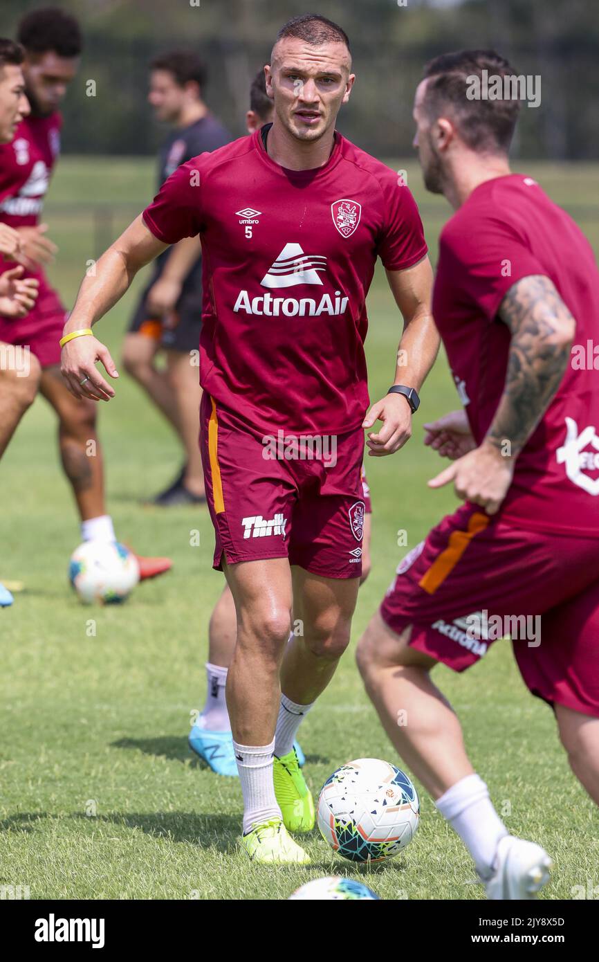 Brisbane Roar captain Tom Aldred during a team training session at ...