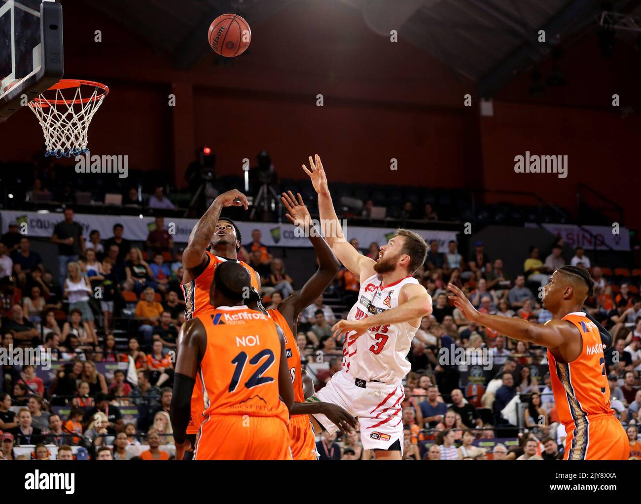 Nick Kay of the Wildcats heads for the basket during the Round 11 NBL ...