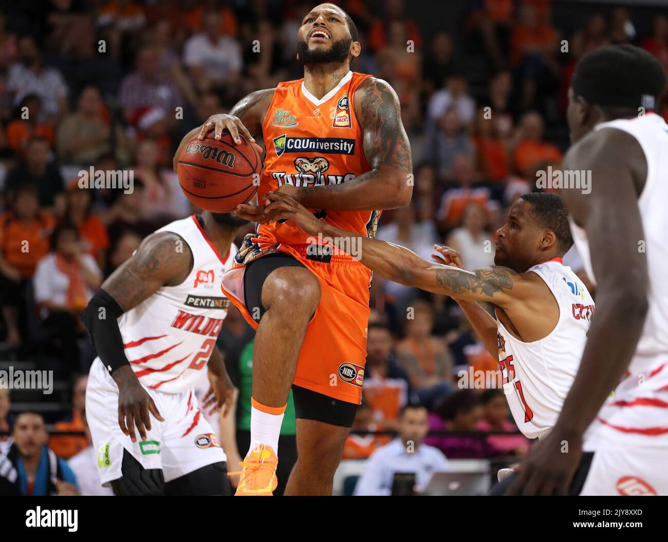 DJ Newbill of the Taipans during the Round 11 NBL match between the ...