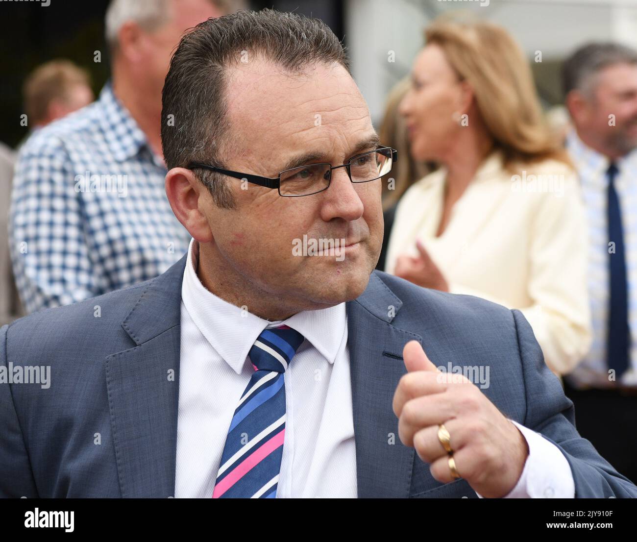 Trainer Robbie Griffiths is seen after jockey Dean Yendall rode ...