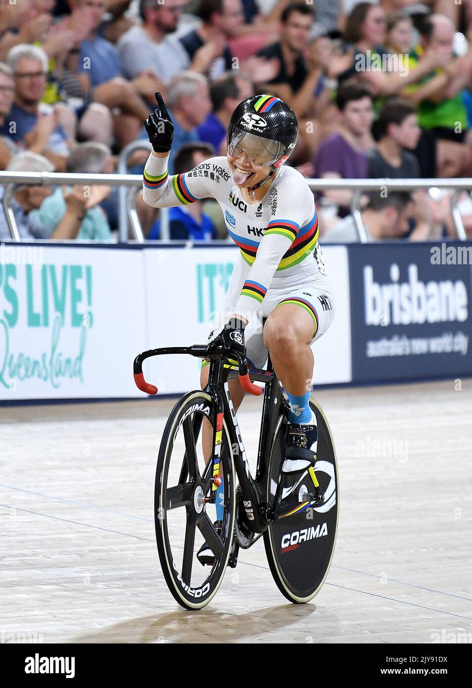 World champion Wai Sze Lee of Hong Kong celebrates beating Australia's ...