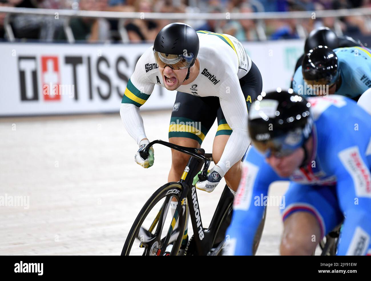 Australia's Matthew Glaetzer competes in the men's Keirin final event ...