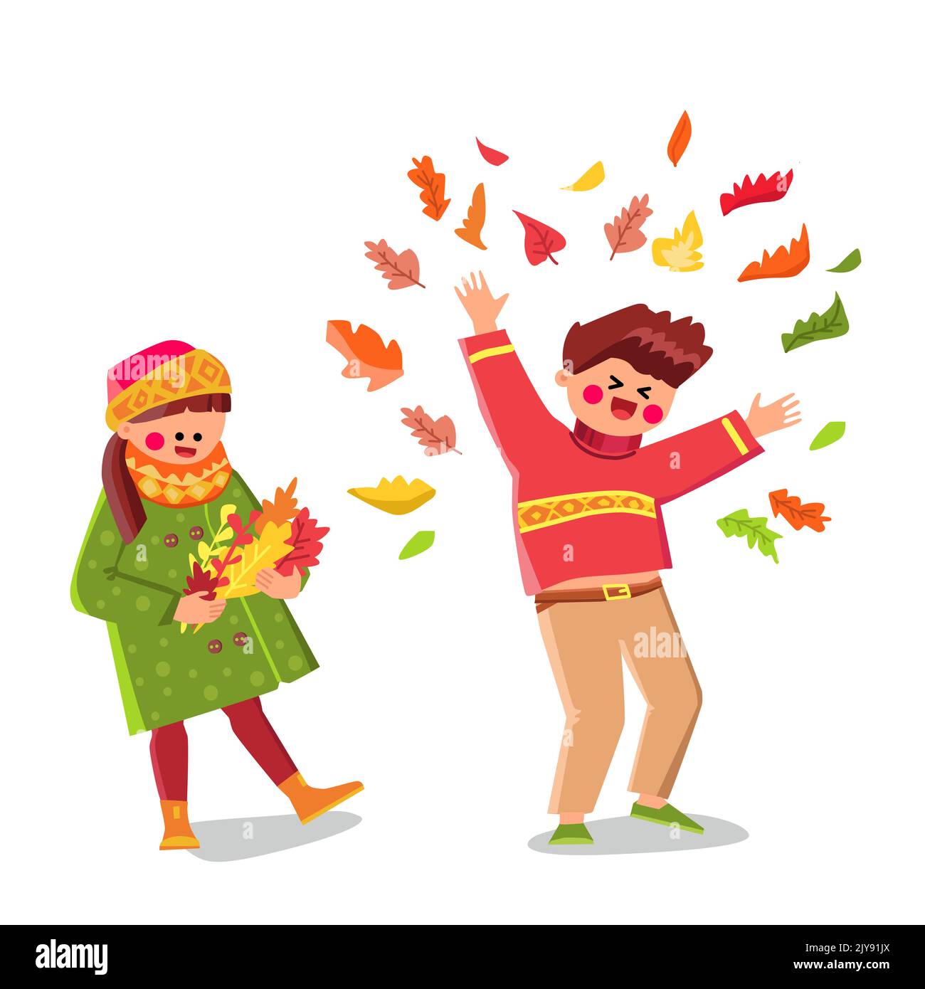 kid autumn leaves vector Stock Vector Image & Art - Alamy