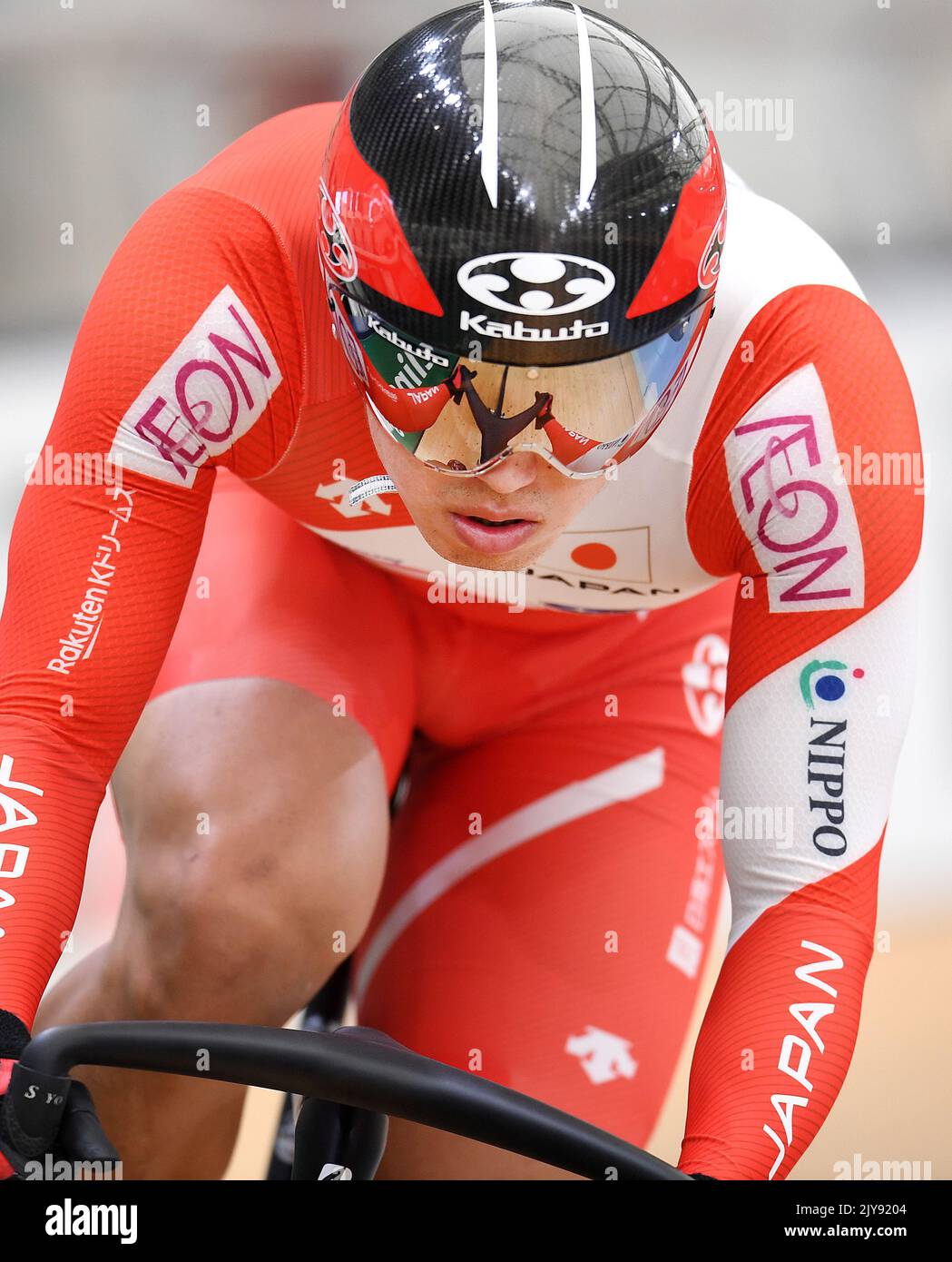 Japan's Yuta Wakimoto races in the men's sprint event at the Tissot UCI ...