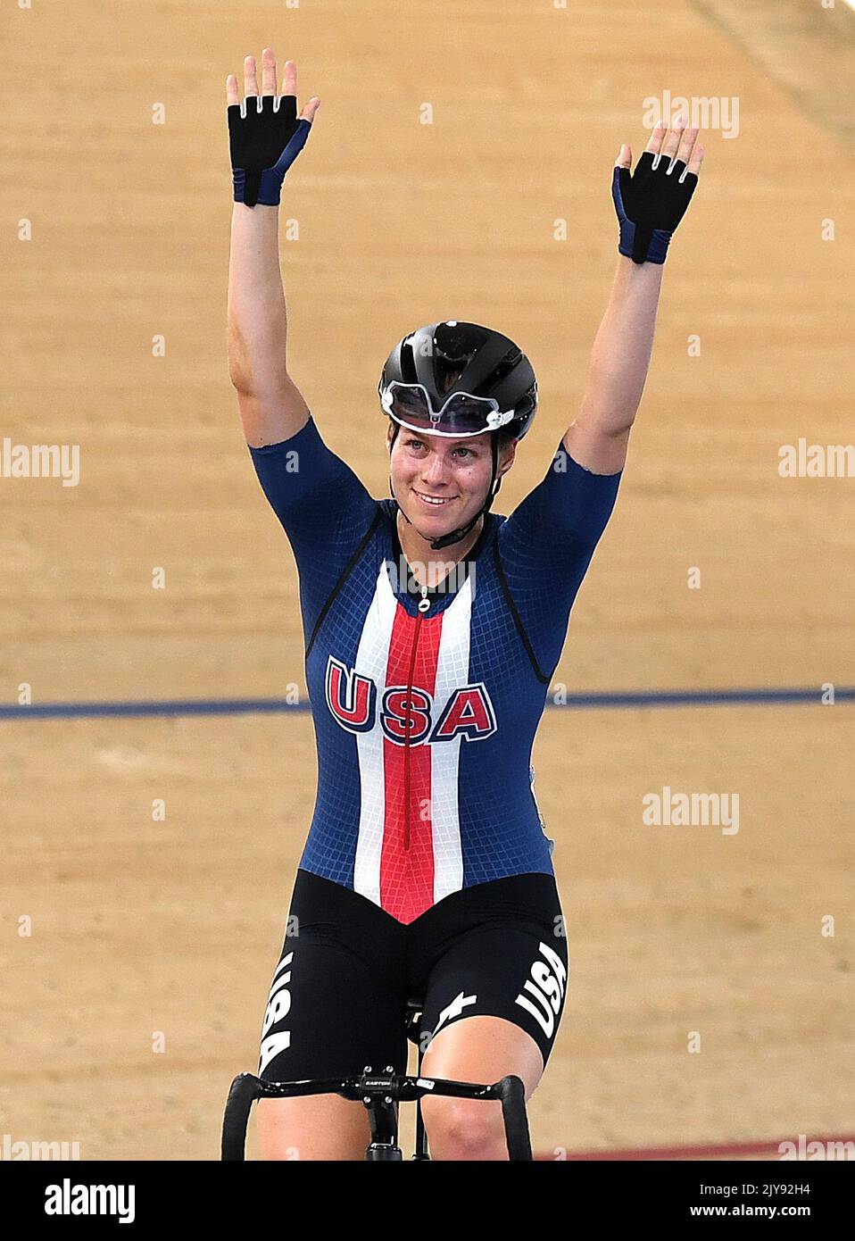 Jennifer Valente of the USA celebrates taking the gold in the women's ...