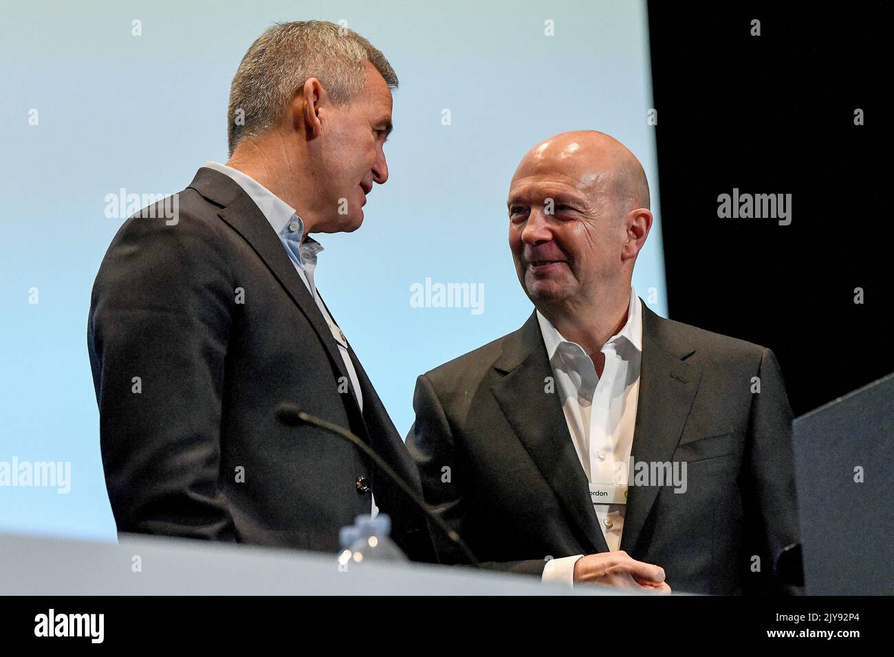 Woolworths CEO Brad Banducci (left) and Woolworths chairman Gordon ...