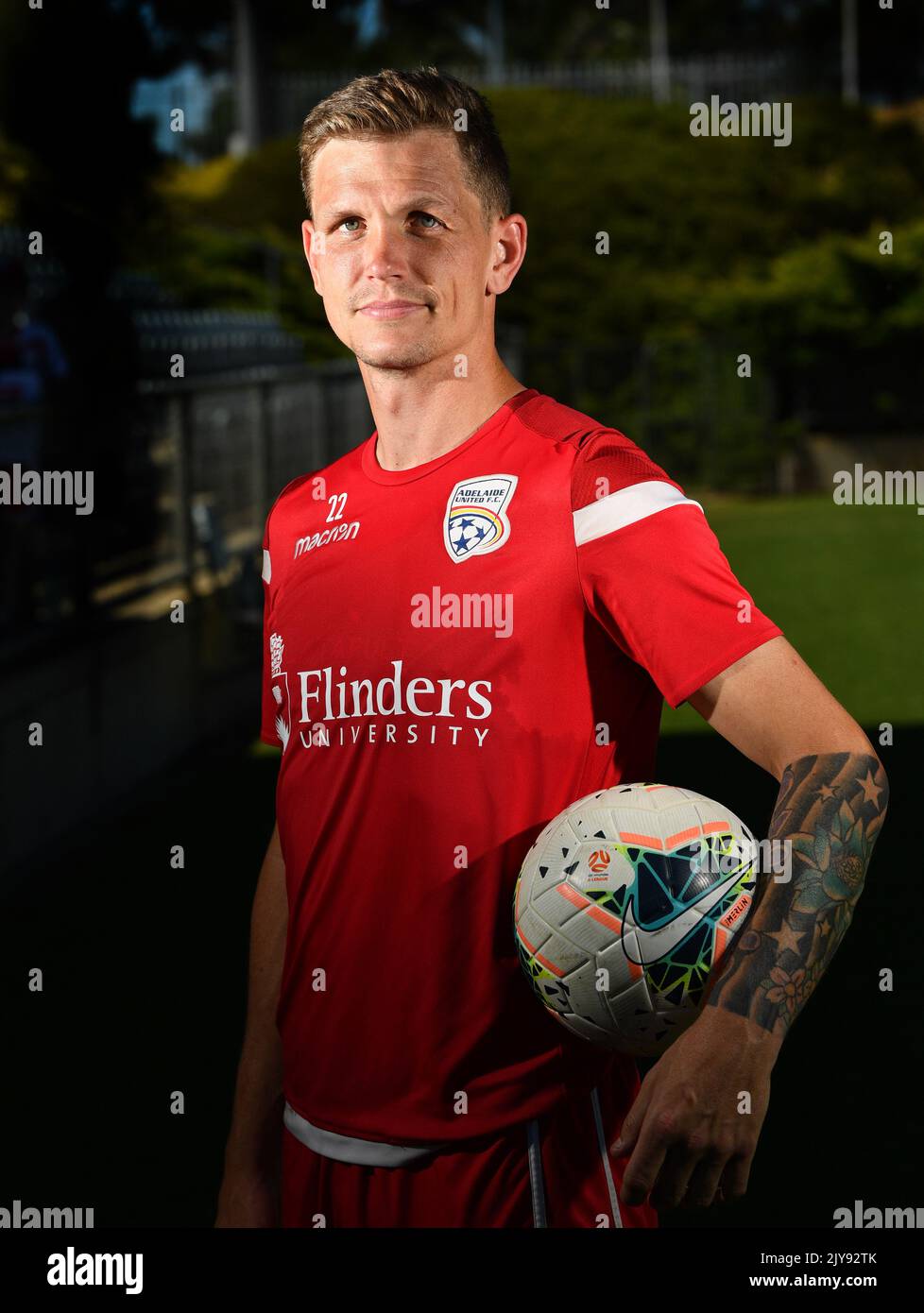 Michael Jakobsen of United poses for a photo after an Adelaide United ...