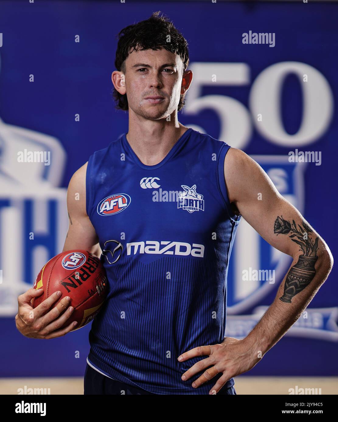 Jasper Pittard of the Kangaroos poses for a portrait during a North ...