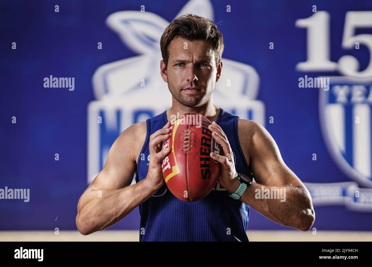 Shaun Higgins of the Kangaroos poses for a portrait during a North ...