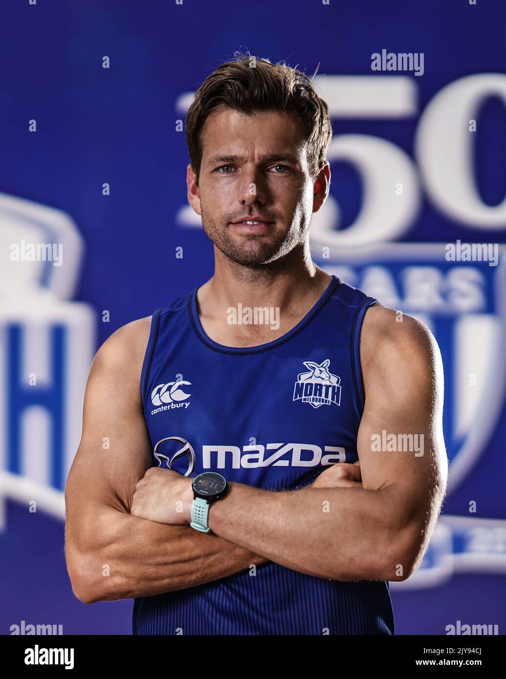 Shaun Higgins of the Kangaroos poses for a portrait during a North ...