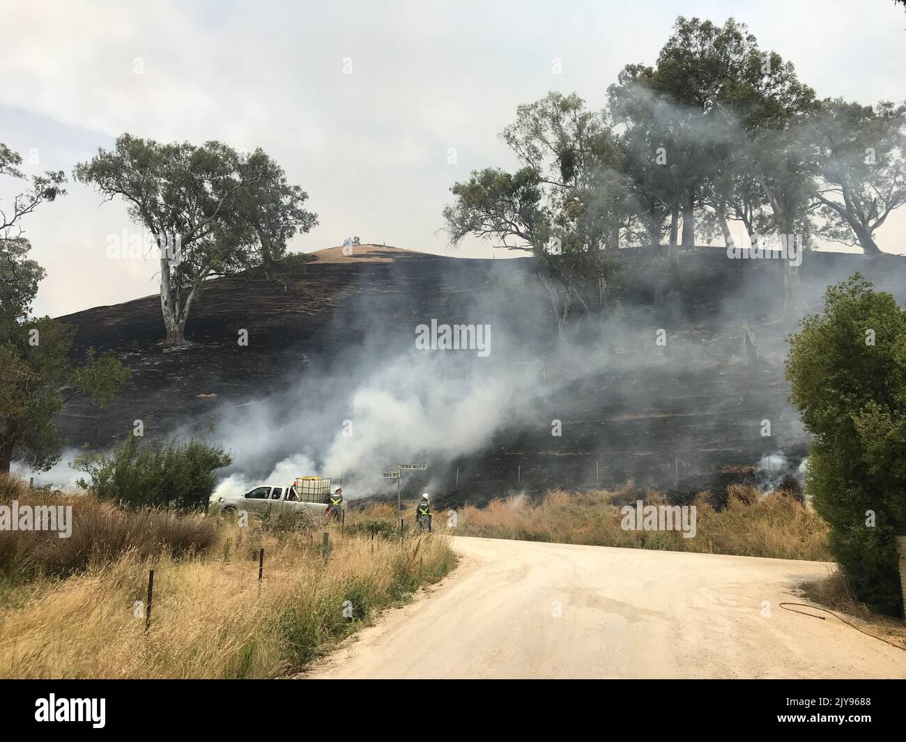 Smoke from a bushfire is seen near Gumeracha in the Adelaide Hills ...