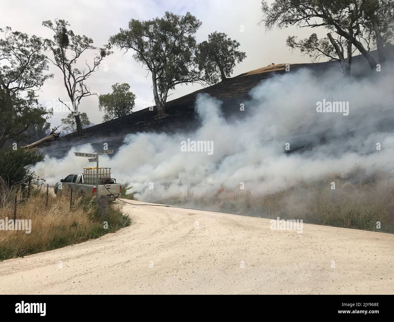 Smoke from a bushfire is seen near Gumeracha in the Adelaide Hills ...