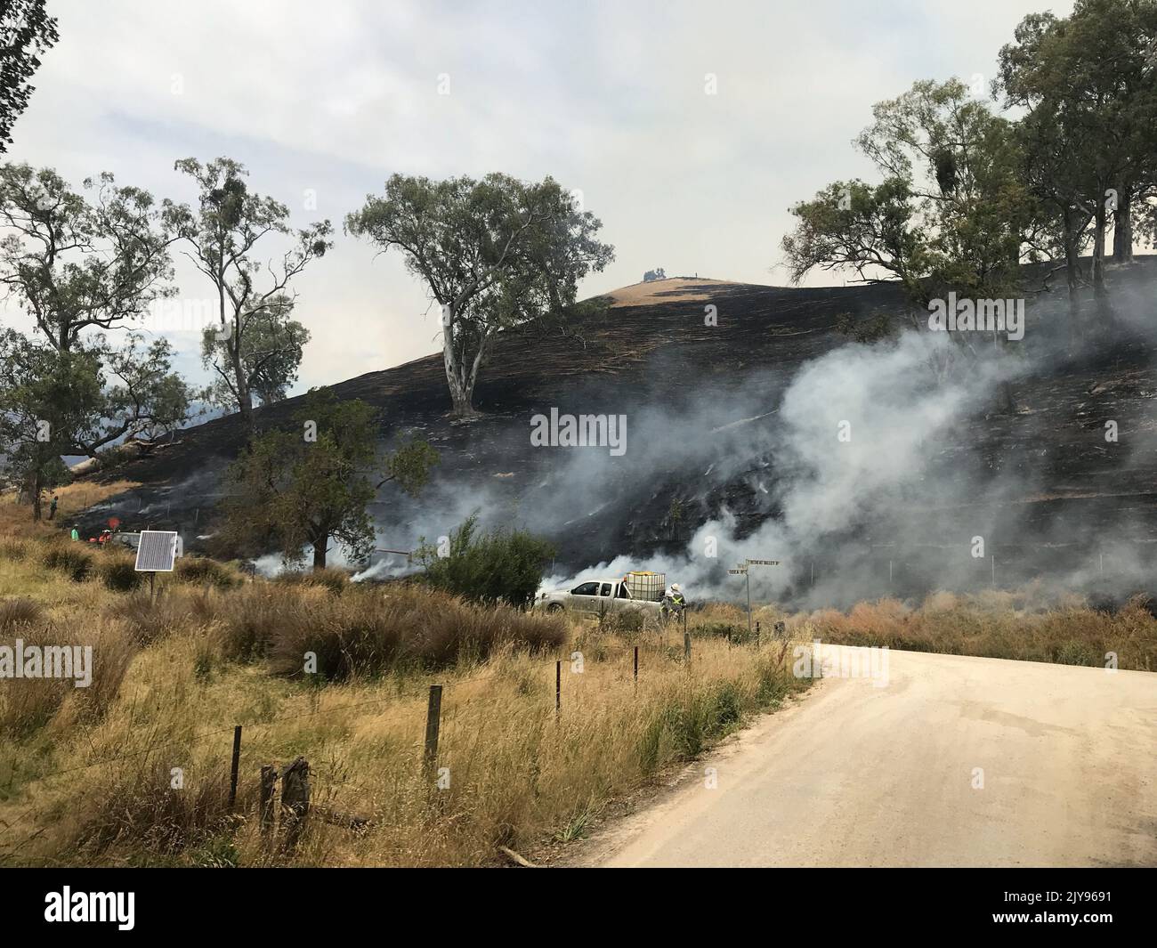 Smoke from a bushfire is seen near Gumeracha in the Adelaide Hills ...