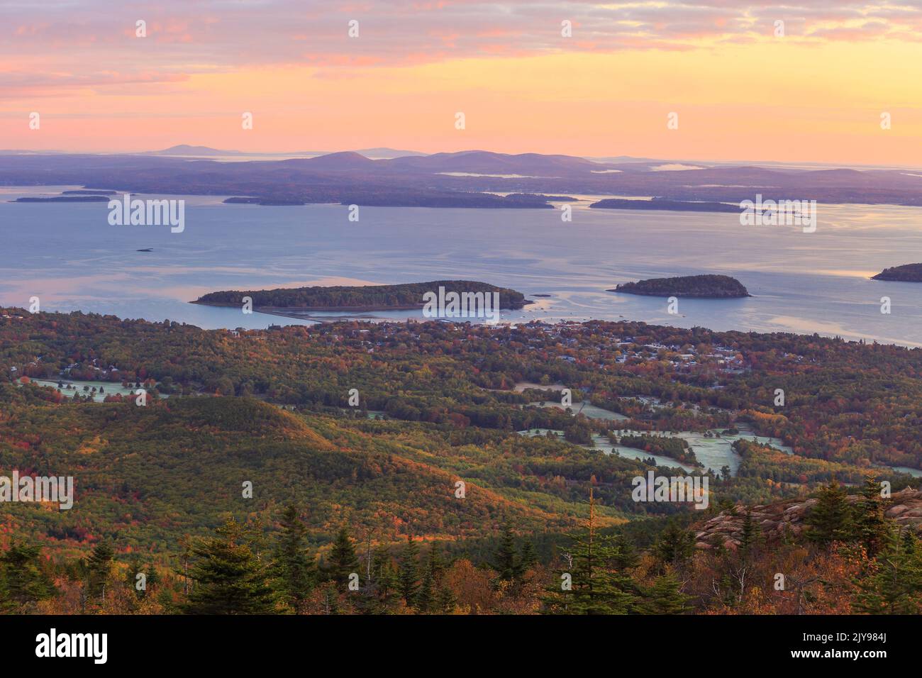 Beautiful fall colors of Acadia National Park in Maine USA Stock Photo ...