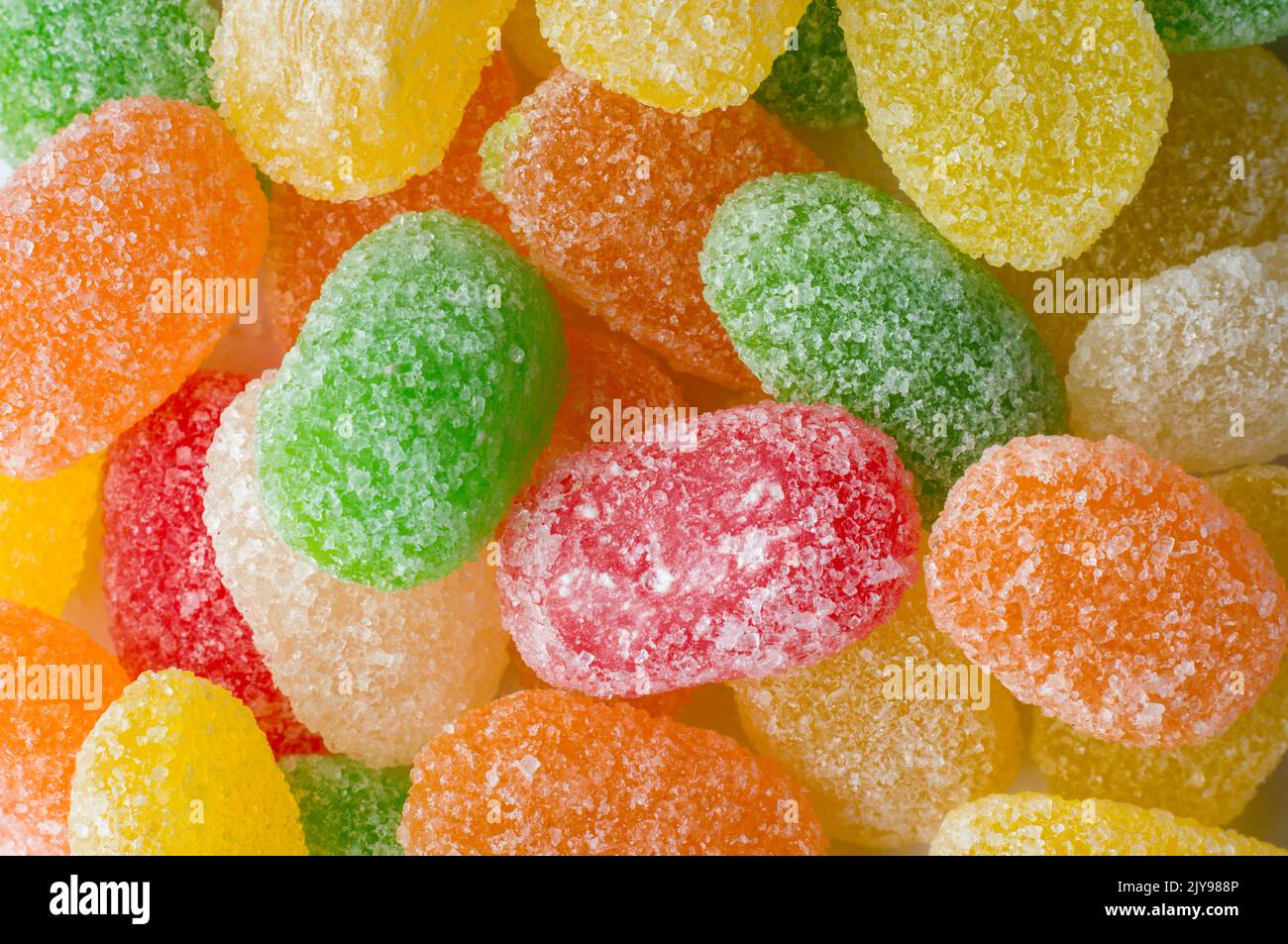 jujube, pile of colorful gummy type of candy confectionery, full frame ...