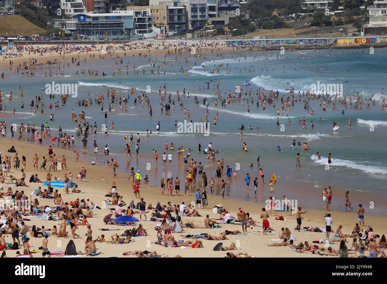 Crowds of people are seen at Bondi Beach on Christmas Day in Sydney ...