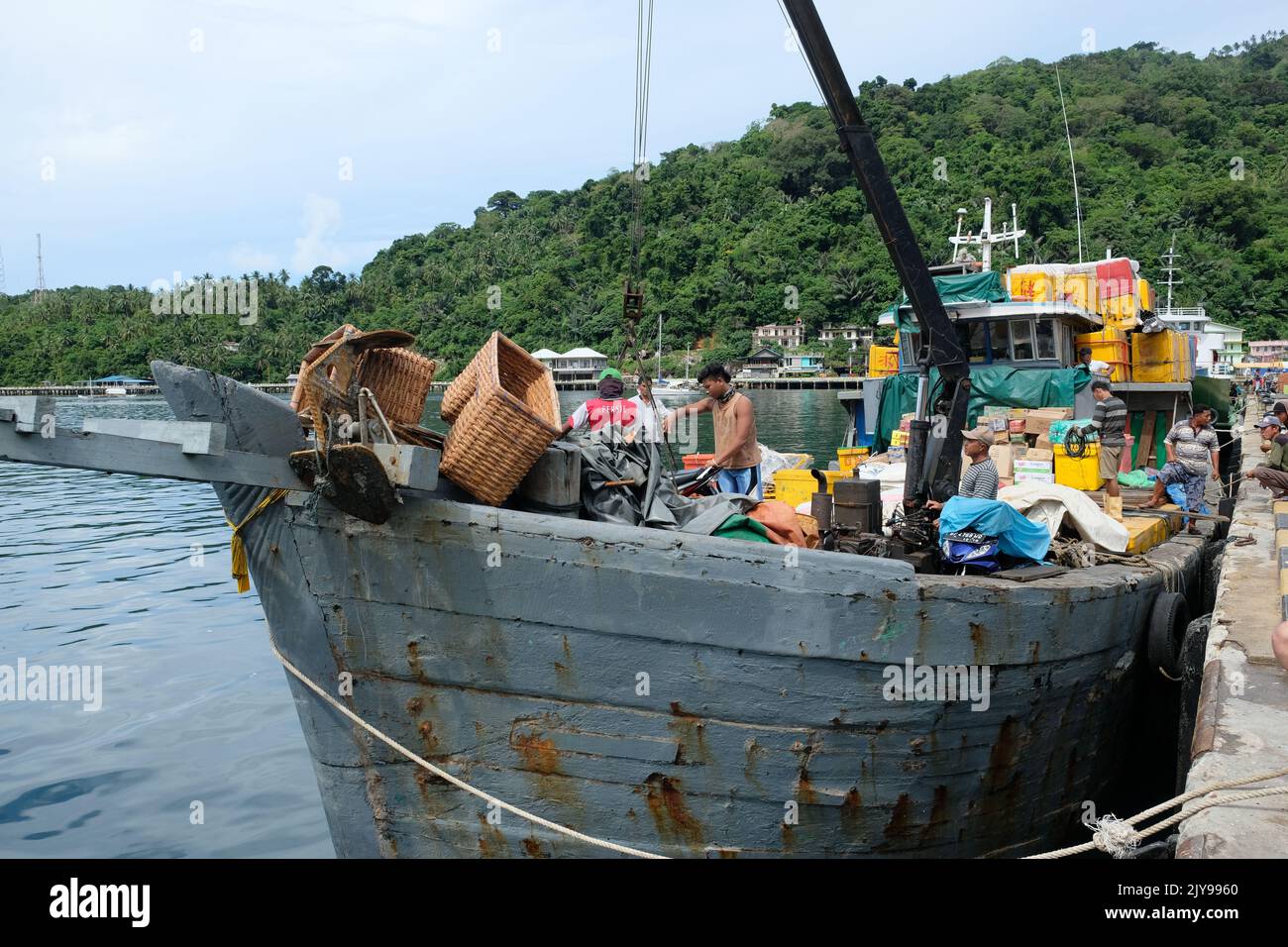 Indonesia Anambas Islands - Terempa Harbor area on Siantan Island Stock ...