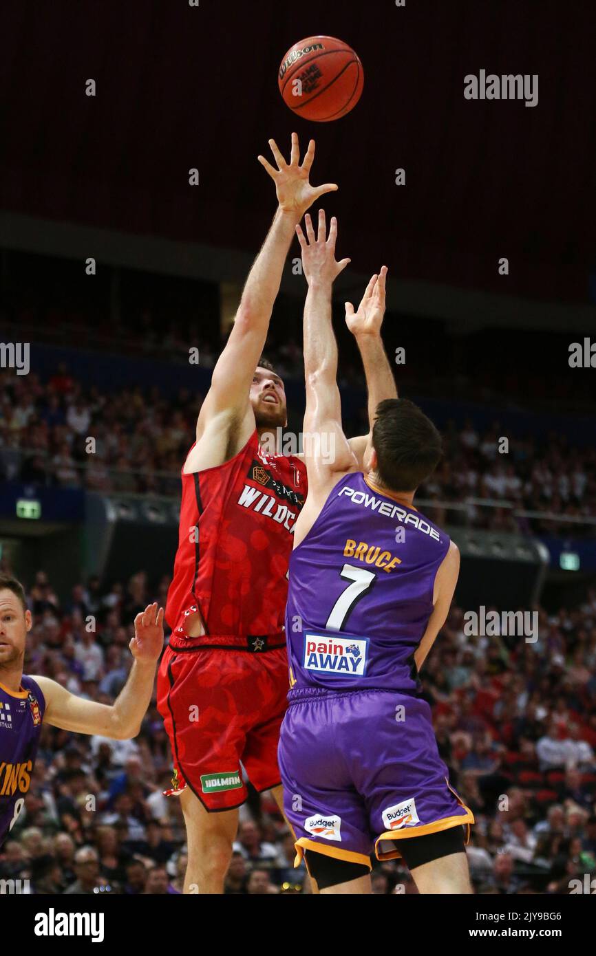 Nicholas Kay of the Wildcats shoots during the Round 13 NBL match ...