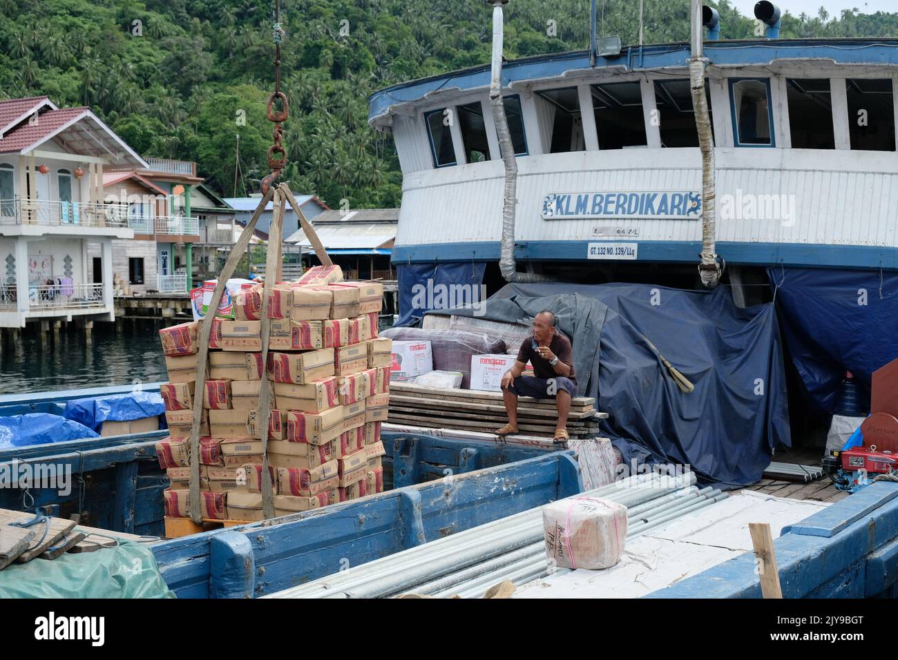 Indonesia Anambas Islands - Terempa Harbor area on Siantan Island Stock ...