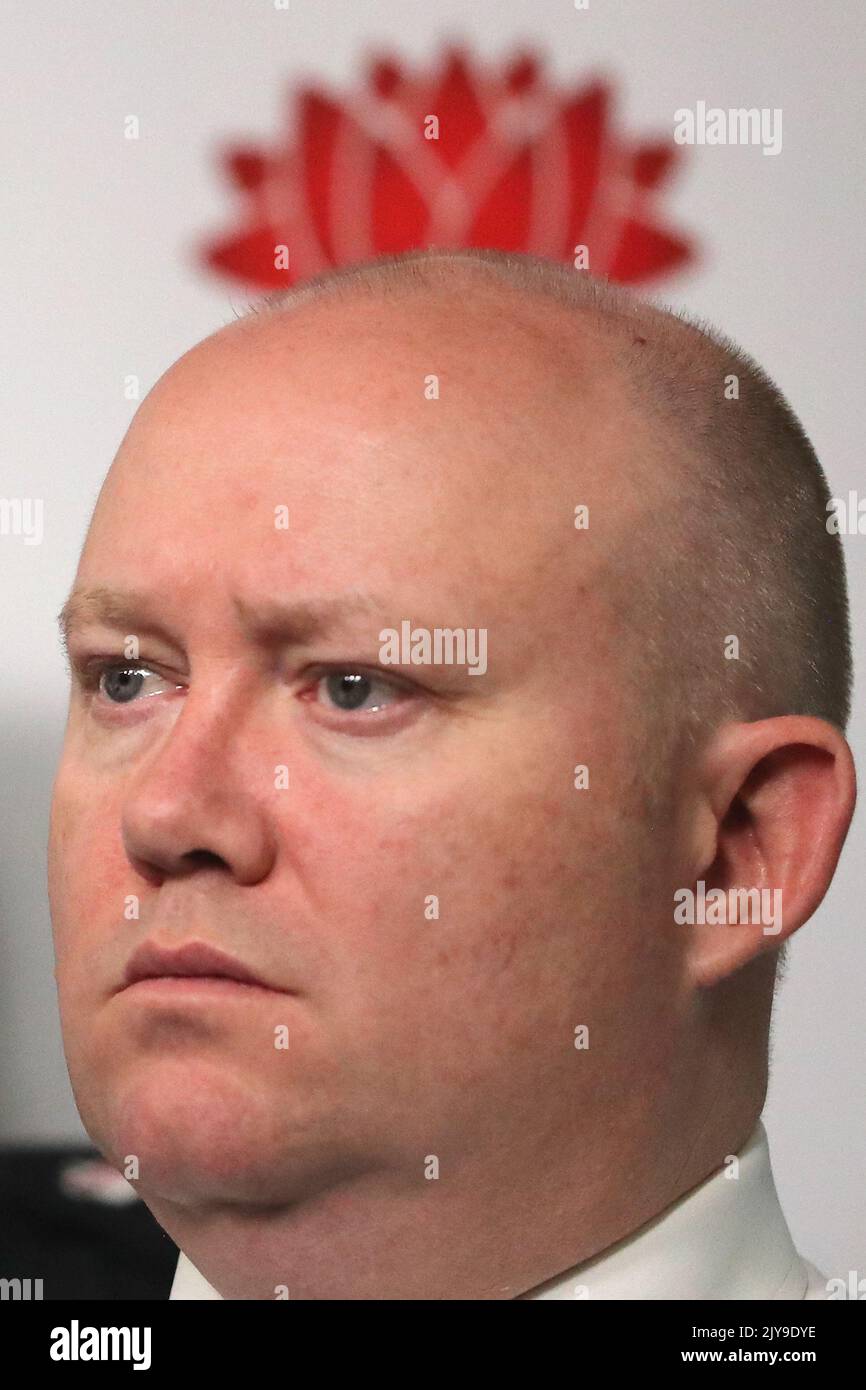 RFS Commissioner Shane Fitzsimmons looks on during a press conference ...