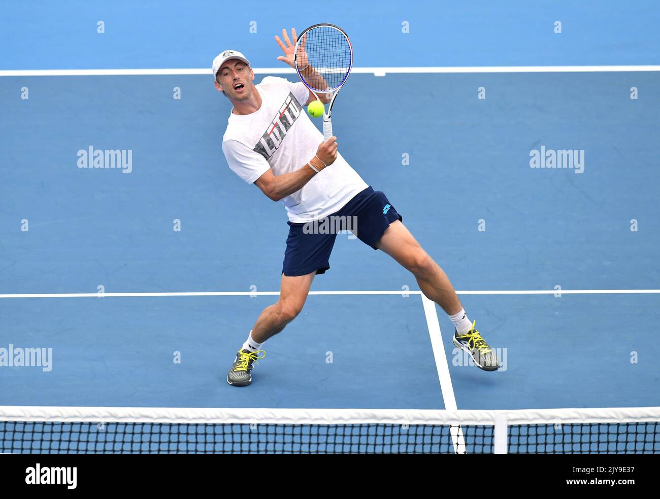 John Millman of Australia is seen during a practice session for the ATP ...