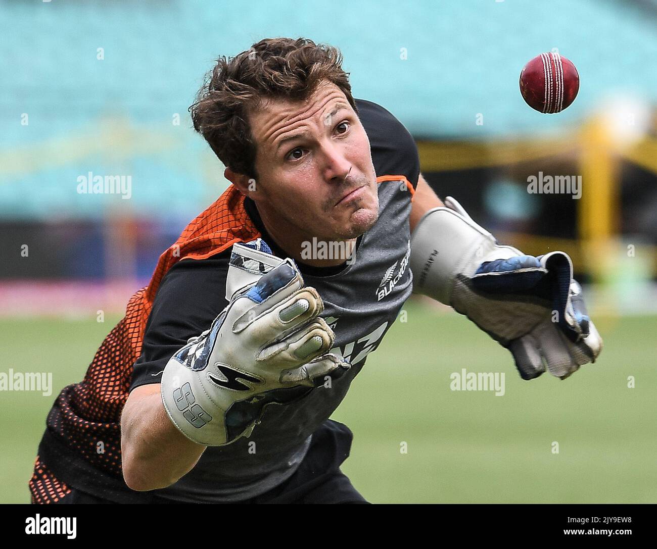 BJ Watling of New Zealand bowling during a New Zealand cricket team ...