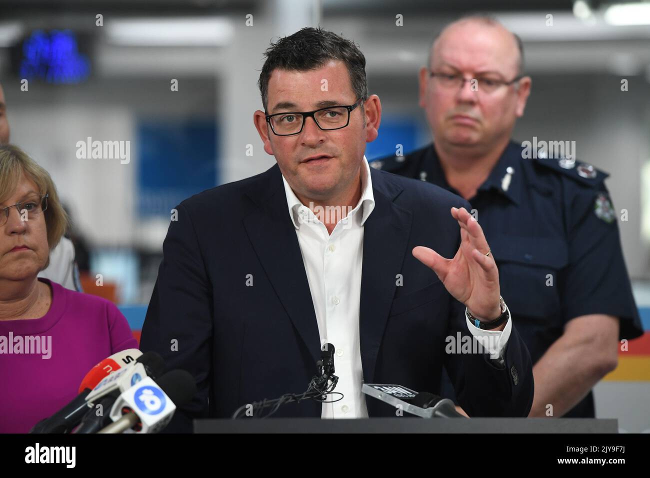 Victorian Premier Daniel Andrews speaks to the media during a press ...