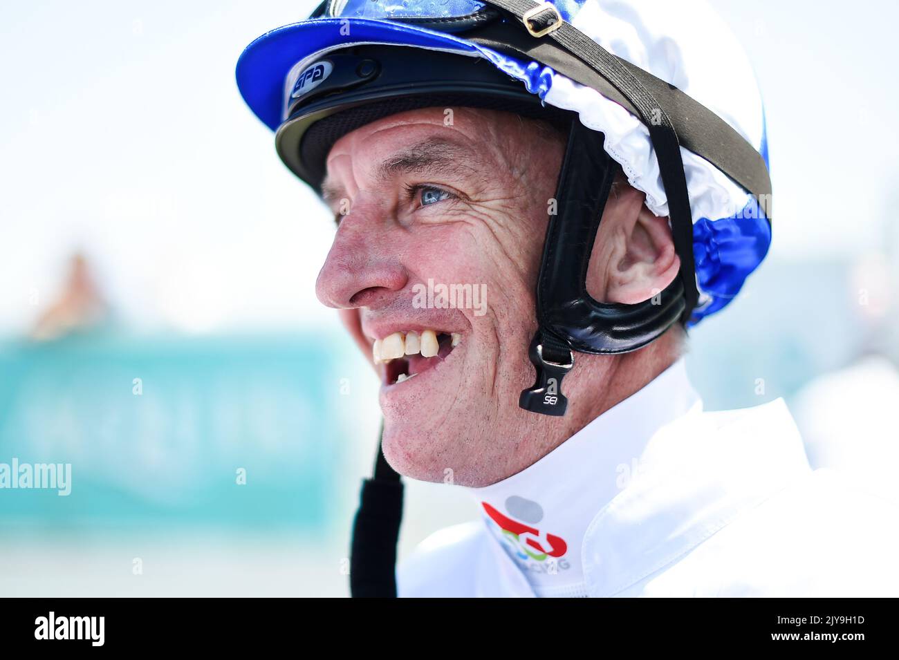 Jockey Andrew Spinks smiles after riding Ice Frost to victory in race 2 ...