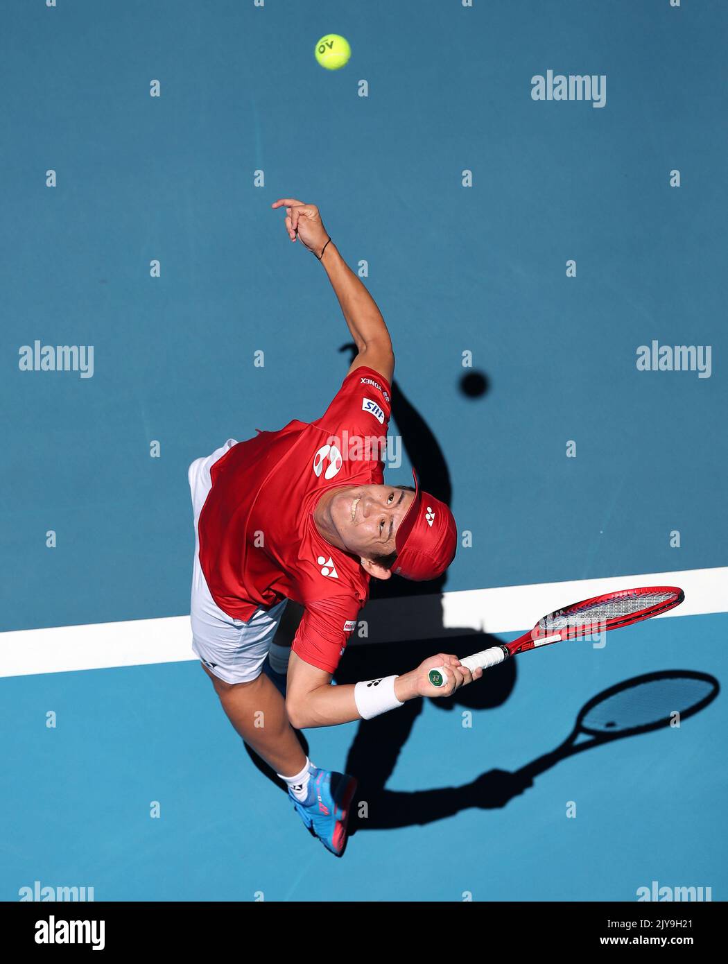 Yoshihito Nishioka of Japan in action during his game against Pablo ...
